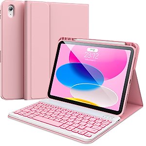 ALIWLHOF Case with Keyboard iPad 10th Generation (10.9", 2022),Keyboard Case for iPad 10.9" 10th Gen, 7 Colors Backlit Keyboard Case with Pencil Holder-Detachable Bluetooth Keyboard Case