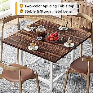 LITTLE TREE 39.5 Inches Small Conference Room Table for 4 People,Oak&Whtie