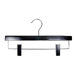 NAHANCO 20414RCHU Wooden Skirt/Pant Hangers, NAHANCO Line", Home Use, 14", High Gloss Black (Pack of 25)