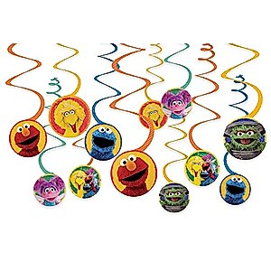 Everyday Sesame Street Spiral Hanging Decorations (Pack of 12) - Multicolor Paper - Vibrant & Fun Party Decor for Themed Gatherings, Events & Celebrations