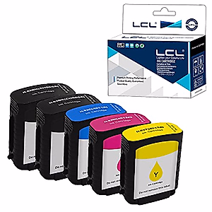 LCL Compatible Professional Version Ink Cartridge Replacement for HP 82 CH565A C4911A C4912A C4913A 510 (2Black Cyan Yellow Magenta 5-Pack)