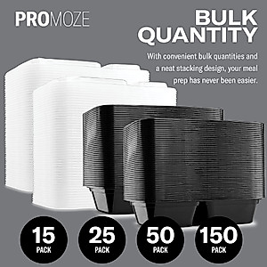 15-Pack Meal Prep Plastic Microwavable Food Containers meal prepping & Lids."{24 OZ.}" Black Rectangular Reusable Storage Lunch Boxes -BPA-free Food Grade- Freezer Dishwasher Safe -"PREMIUM QUALITY"