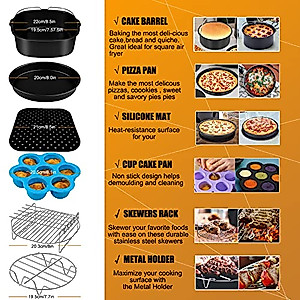 Air Fryer Accessories 5,5L Square, Air Fryer Accessories 5,5 Litre XXL Utensils Mold Accessories Suitable for COSORI Ninja CECOTEC INNSKY Philips 5,5L 6L 6,2L Air Fryer (5.5L Square 6 PCS)