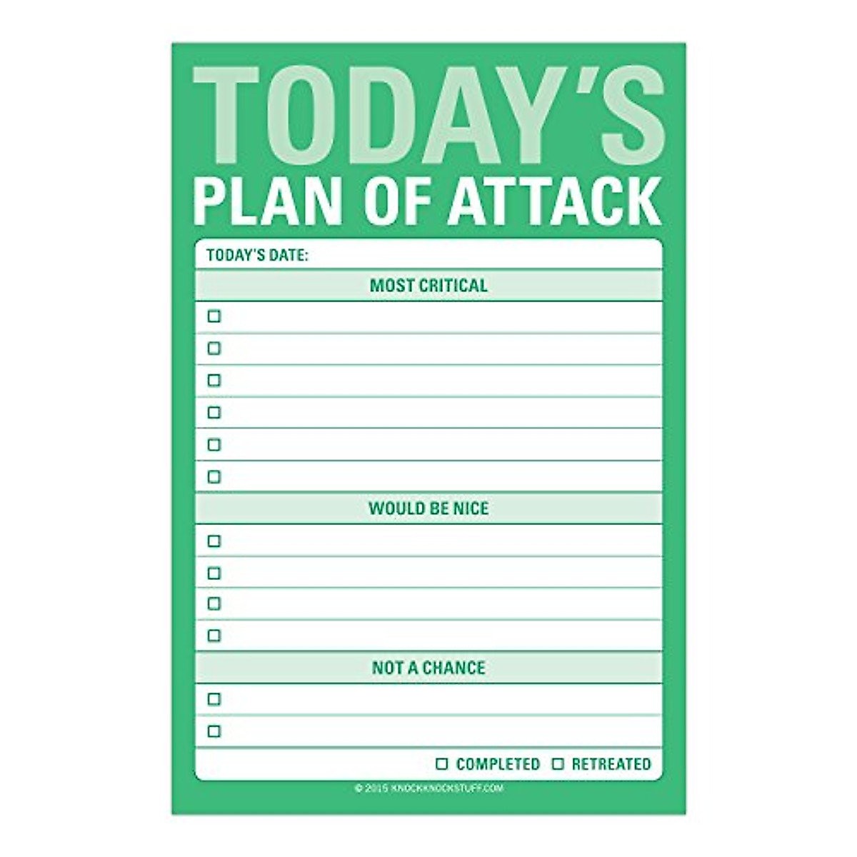 Knock Knock Plan of Attack Great Big Sticky Note, Daily to-Do List Sticky Pad, 4 x 6-inches
