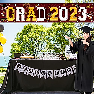 2023 Graduation Yard Sign Congrats Grad Lawn Sign Decorations Giant Maroon Class of 2023 Banner for Graduation Party Supplies(Maroon)