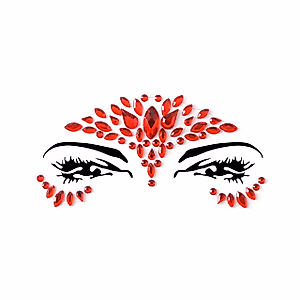 Face Gems Adhesive Glitter face Jewel Tattoo Sticker Festival Rave Party Body Make Up (Red)