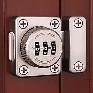 AMNGYOOK Keyless Cabinet Lock, Zinc Alloy 3-Digit Password Drawer Lock One-Way Door Latch for Cabinet, Drawer, Bathroom (Black)