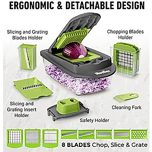 Mueller Pro-Series 10-in-1, 8 Blade Vegetable Slicer, Onion Mincer Chopper, Vegetable Chopper, Cutter, Dicer, Egg Slicer with Container
