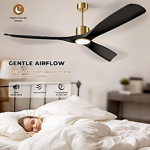 BOOSANT Ceiling Fans with Lights, Ceiling Fans with Lights and Remote Control, 52 inch Ceiling Fan with Light, Outdoor Ceiling Fans for Patios 3 Blade Bedroom Living Room-Matte Black and Gold