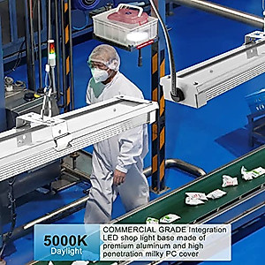 Compact 8FT LED Shop Light, Diamond PMMA Cover Wrap-Arround Lights Fixture with 5FT Switch Power Cord, 100W[Eqv. to 400W HPS/WH] Surface/Suspend Mount, Energy-Saving up to 3650W/5Y(5hrs/Day) 8Pack