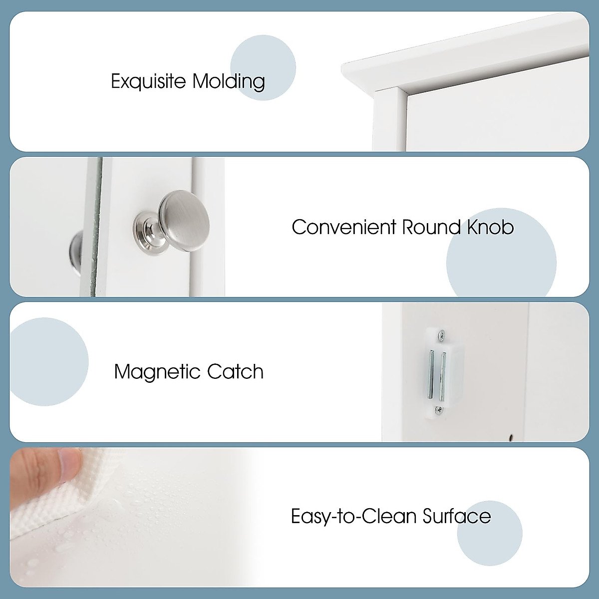 LOKO Bathroom Medicine Cabinet with Mirror, Wall Mounted Storage Cabinet with Single Mirrored Door and Adjustable Shelf for Bathroom, Living Room or Entryway, 13.5 x 6 x 21 inches (White)