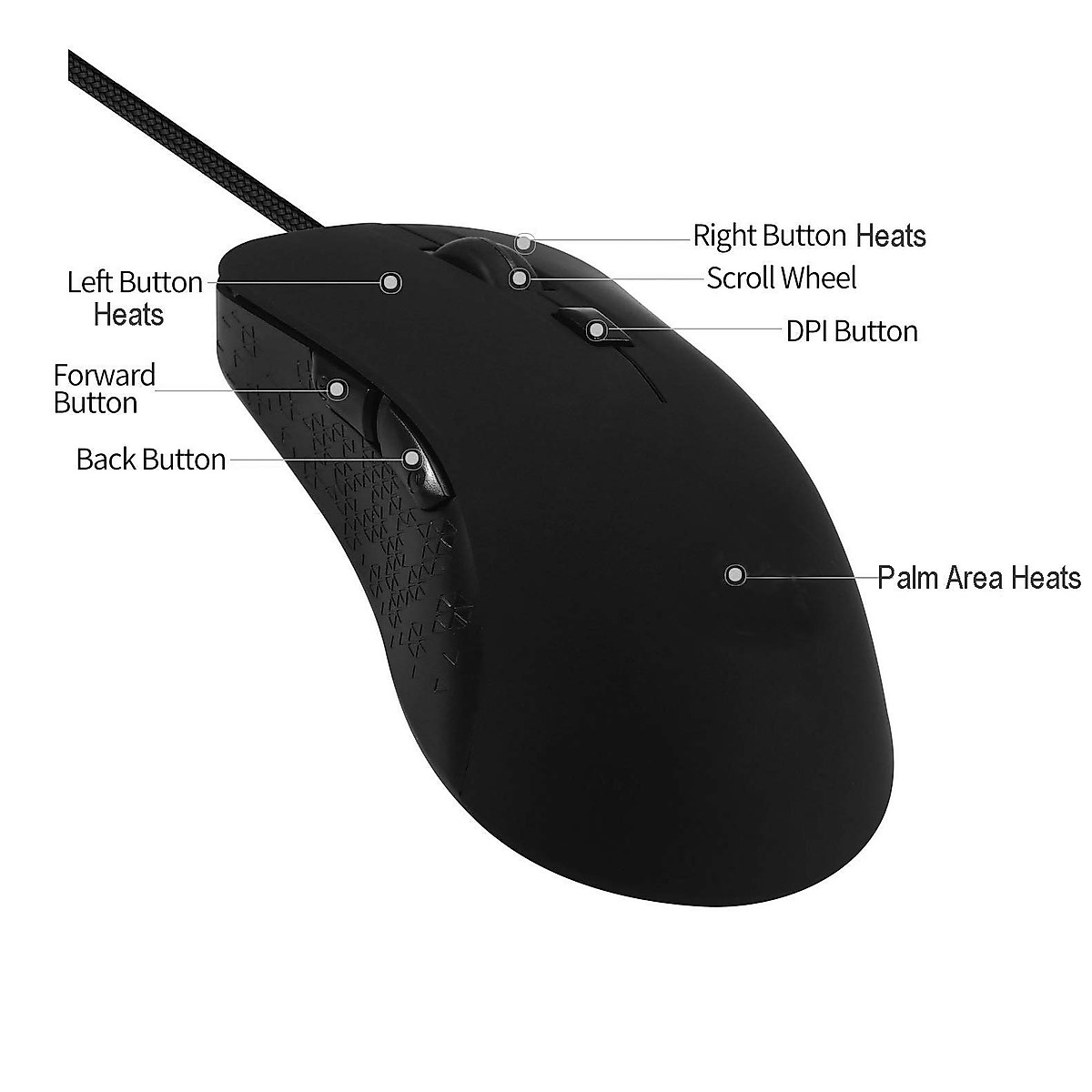 ValueRays Heated Mouse Quiet Click Heated Buttons Universal Size (Solid Black)