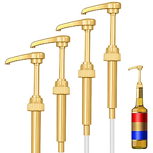 4 Pack Fresh Finest Coffee Syrup Pump Dispenser, Syrup Pump Is Compatible With Torani, Davinci, Jordans Skinny Syrups, Fits 25.4 Oz/750 ML Bottles, For Coffee Syrups, Teas, Snow Cones, Smoothies
