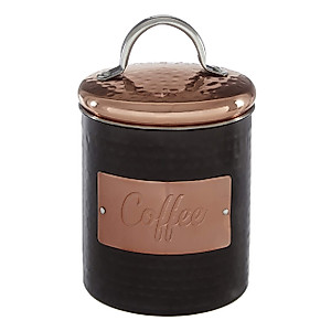 Premier Hammered Steel Storage Jar Coffee Canister, 10x10x12cm, Black