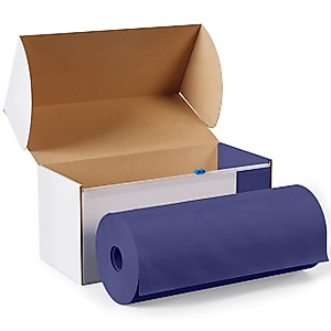 Exquisite 54 Inch X 100 Feet Navy Plastic Table Cover Roll in A Cut - to - Size Box with Convenient Slide Cutter. Cuts Up to 12 Rectangle 8 Feet Plastic Disposable Tablecloths