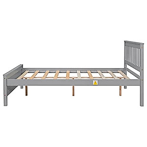 CJLMN 2-Pieces Bedroom Sets with Full Size Platform Bed Frame and Nightstand, Wooden Furniture Sets with Headboard, Footboard and Storage Drawer, for Kids & Teens (Gray)