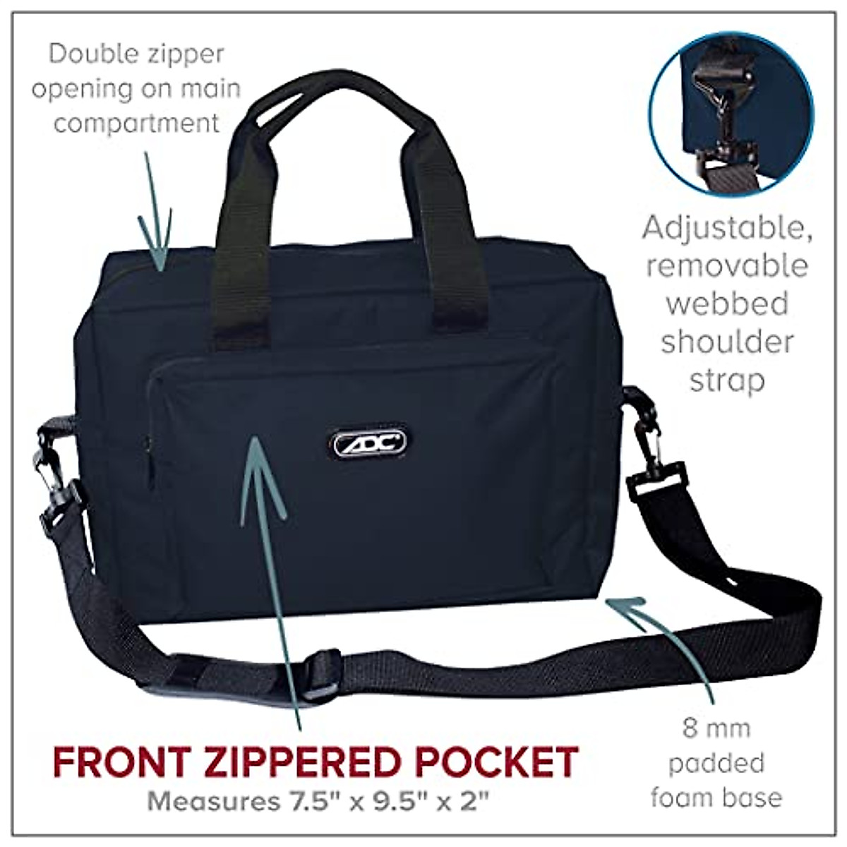 ADC 1024N Model 1024 Nurse/Physician Nylon Medical Equipment Instrument Bag, Navy