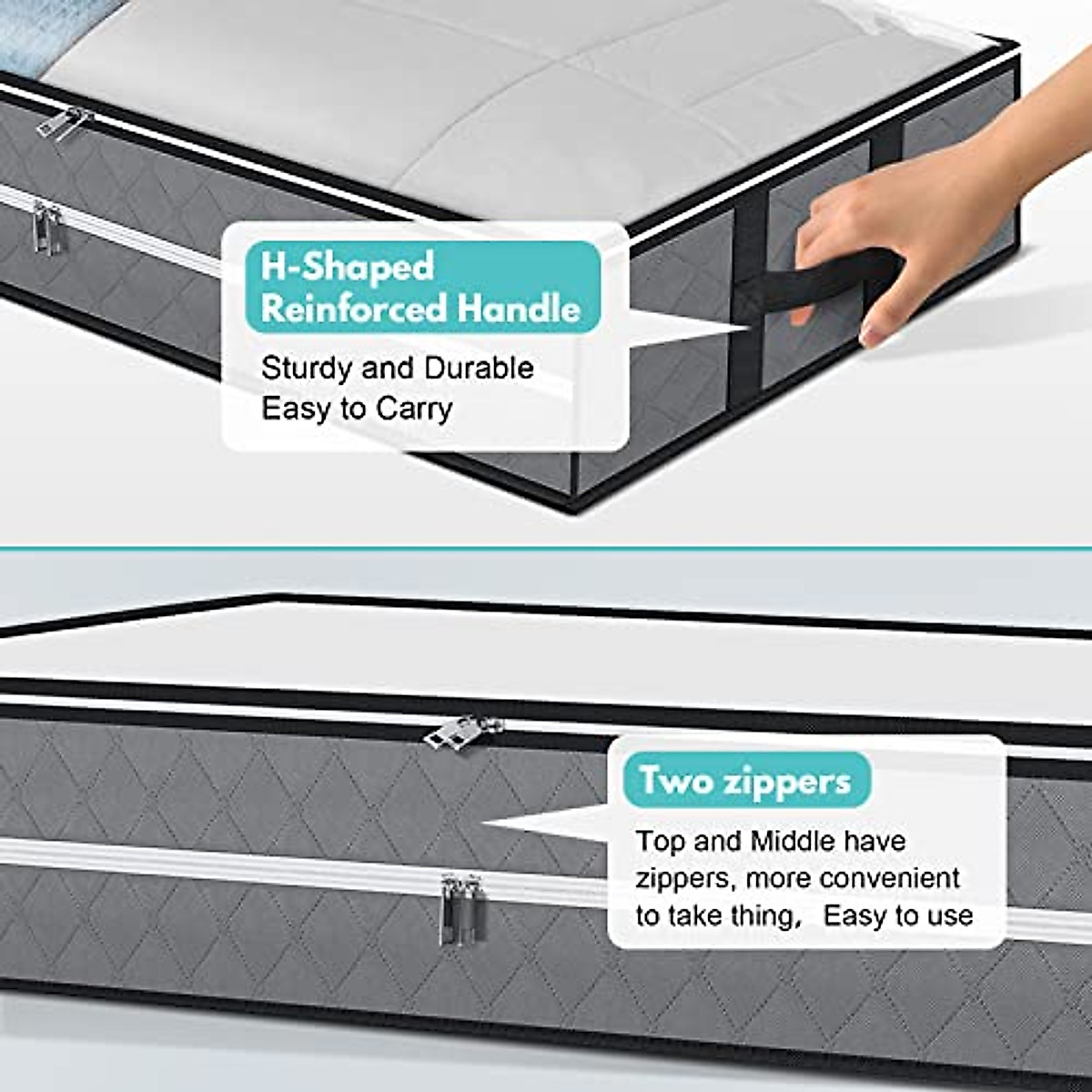 GARPROVM Under Bed Storage Bags, Organizer Container Clothes Storage Foldable Bags for Clothing, Sweaters, Comforter, Blanket, Pillows,Toys