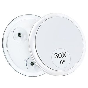 MIYADIVA 30X Magnifying Mirror Suction Cup for Easy Mounting, Use for Makeup Mirror, Travel Stick on Shower Mirror for Plucking Eyebrows 6 Inch