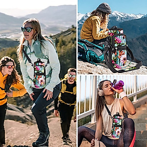 WINTOJO Neoprene Water Bottle Carrier Bag Holder 25oz 32oz 40oz 64oz Insulated Water Bottle Sling Sleeve Case Cover with Strap Pockets for Men Women Walking Hiking Running (32oz, cactus)