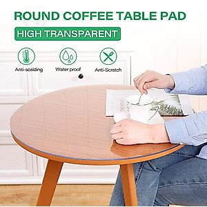 WingCanto 42 Inch Round Clear Plastic Dining Table Protector 1.5mm Thick Plastic Tablecloth Pad Wooden Furniture Desktop Glass Marble Coffee End Side Tabletop Pad Bar Sofa Cloth Top Protection Cover