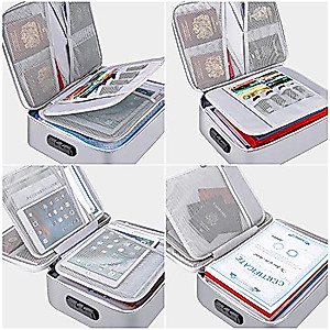 ENGPOW File Storage Bags,Fireproof Document Organizer Bag with Money Bag,Home Office Travel Safe Bag with Lock,Multi-Layer Portable Filing Storage for Important File Passport Certificates