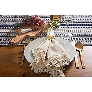 DII Farmhouse Braided Stripe Table Runner Collection, 15x72 (15x77, Fringe Included), Navy Blue