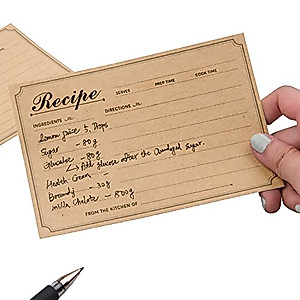 Recipe Cards 4x6 Double Sided, 50-Pack Blank Recipe Cards Kraft, 4 x 6 Inches