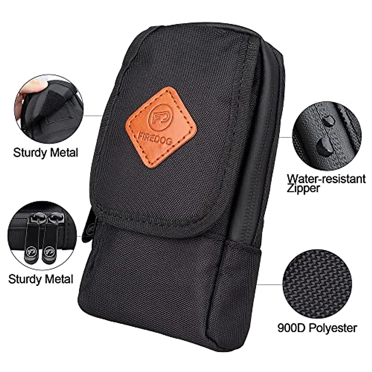 FIREDOG Smell Proof Bag, Odor Proof Pouch Dog Tested Mini Stash Crossbody Bags for Travel Storage (Black)