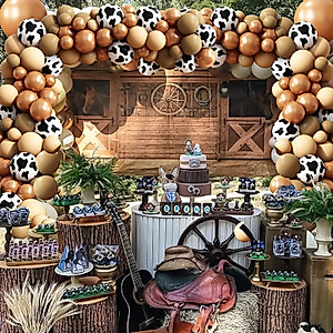 RUBFAC Cow Balloons Garland Arch Kit with Neutral Brown Blush Various Sizes Balloon for CowBoy CowGirl Themed Party Baby Shower Farm Birthday Party Decorations