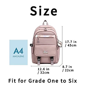 AONUOWE Aesthetic Cute Back to School Backpack for Girls and Boys Large Capacity School Bag in 6 Colors (Pink)