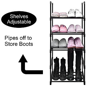 Easyhouse 5 Tier Metal Sturdy Shoe Rack, Narrow Shelf Organizer for Entryway, Closet, Bedroom