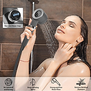 Luxsego High Pressure Shower Heads with Scalp Massager Shampoo Brush for Skin & Hair Care, Filtered Shower Head with Handheld Sprayer Soften Hard Water, 3 Settings 4 in 1 Detachable Showerhead Set