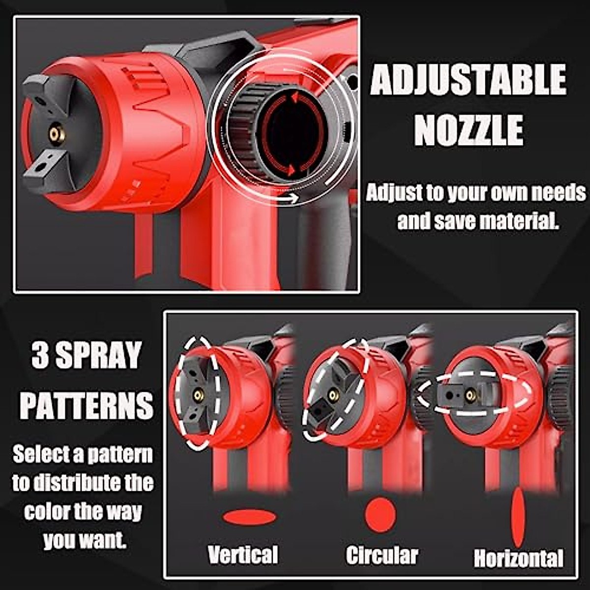 Cordless Paint Sprayer for Milwaukee 18V Battery, Portable HVLP Paint Sprayer with 2 Nozzles & 3 Patterns for Painting Walls, Ceilings, Furniture, Gardens, Fences (Battery not Included)