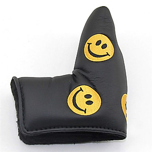 DBYAN Smile Face LIMITED EDITION Golf Blade Putter Covers Head cover for Scotty Cameron Odyssey Callaway Taylormade Titleist Ping Mizuno Cobra,Black/yellow (Black/Yellow)