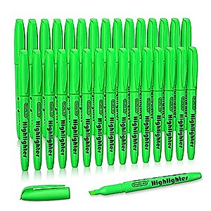 Shuttle Art Highlighters, 30 Pack Green Highlighters Bright Colors, Chisel Tip Dry-Quickly Non-Toxic Highlighter Markers for Adults Kids Highlighting in Home School Office