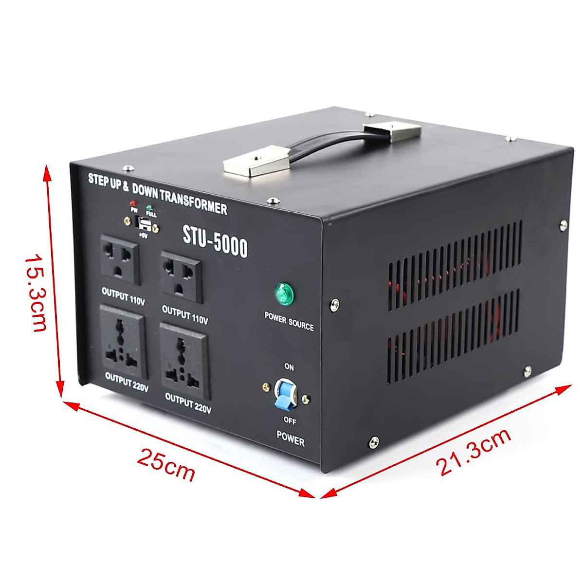 5000 Watt Voltage Converter Transformer- Heavy Duty Step Up & Step Down Power Converter, Convert 110-120V to 220-240V OR 220-240V to 110-120V– DC 5V USB Port(Four sockets)