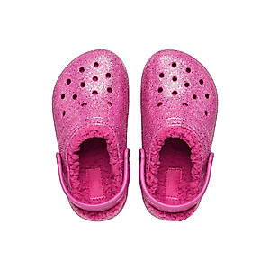 Crocs Classic Glitter Lined Clogs | Kids' Slippers, Fuchsia Fun/Multi, 6 US Unisex Toddler