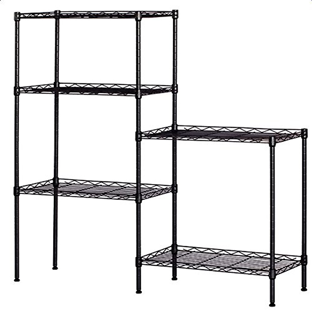 Imseigo 5-Shelf Adjustable Standing Shelf Units, Heavy Duty Storage Shelf Wire Shelving Unit Storage Shelves, Steel Organizer Wire Rack for Garage, Pantry, Closet, Kitchen, Laundry (Black)