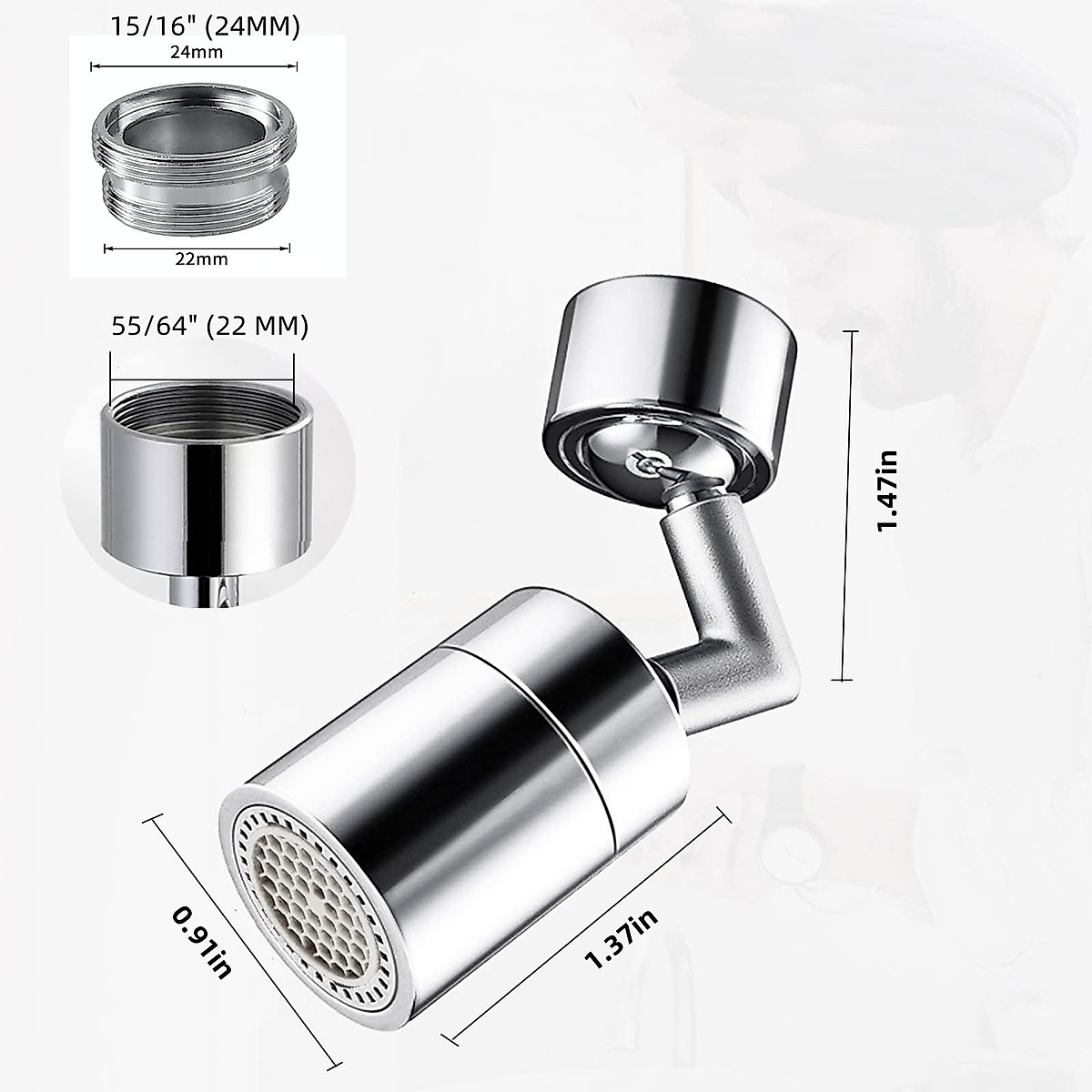 Faucet Extender for Bathroom Sink,720 Degree Swivel Sink Faucet Aerator for Kitchen, 2- Modes Bathroom Faucet Attachment,Swivel Faucet Attachment for Kitchen Sink,Sink Faucet Sprayer Attachment