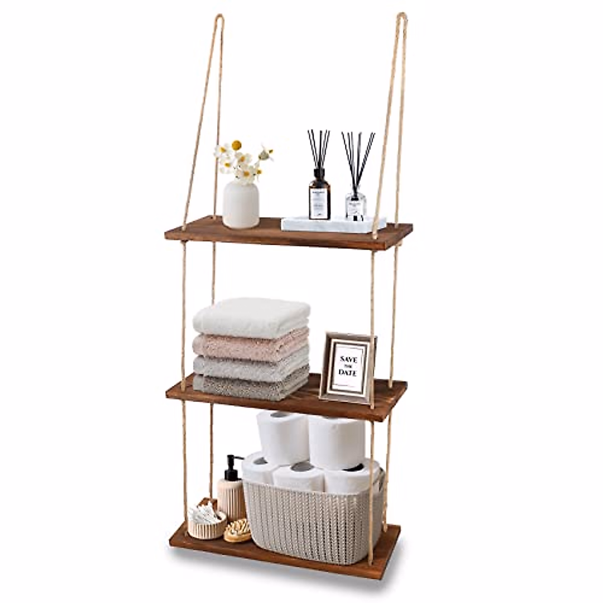 Bathroom Shelves Over Toilet Bathroom Organizer – Bathroom Wall Shelf Toilet Organizer – Rustic Farmhouse Bathroom Decor – Over Toilet Storage Ladder Shelf – Hanging Shelves Bathroom Space Saver