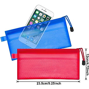 JM-capricorns 36pcs 9 x 4-1/2 inches Big Capacity Waterproof Plastic Double Layer Zipper File Bags zipper pouches Invoice Pouches Bill Bag Pencil Pouch Pencil Case Pen Bag (10 Colors)