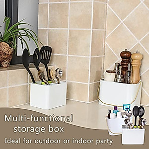 FULL TREND 2 PCS Utensil Caddy, Flatware Holder with 4 Compartments Silverware Organizer Farmhouse Kitchen Decor Perfect for Home, Kitchen, Countertop, Party, Camping, Outdoor and Restaurant