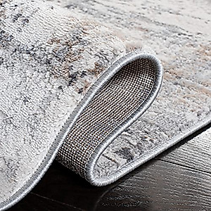 SAFAVIEH Amelia Collection 5'5" x 7'7" Ivory/Grey ALA448A Modern Abstract Non-Shedding Living Room Bedroom Dining Home Office Area Rug