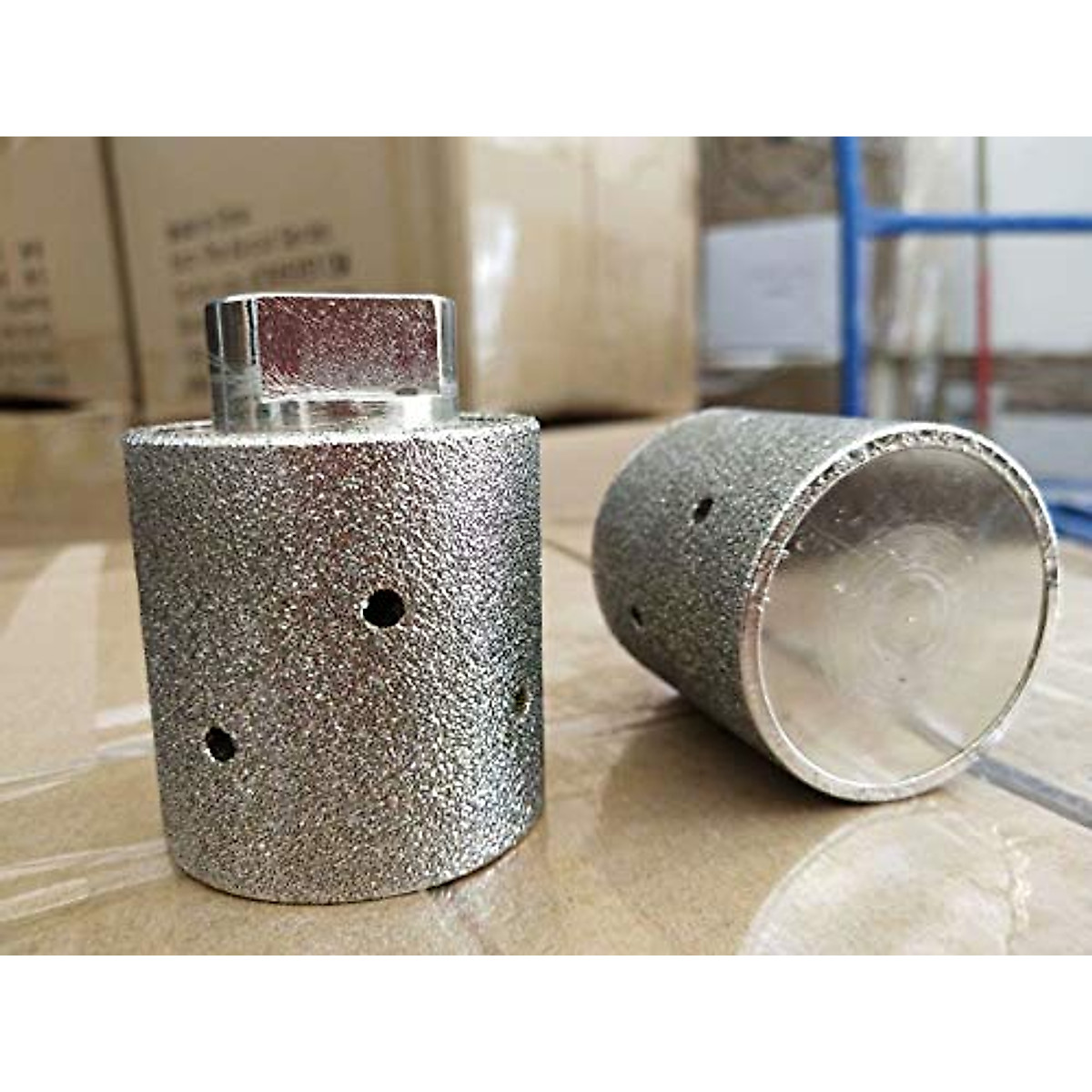 2" Diamond Vacuum Brazed Grinding Drum Wheels with 5/8-11 Thread for stone concrete granite marble countertop vanity top sink hole arc inner polishing work with angle grinder wet polisher sander