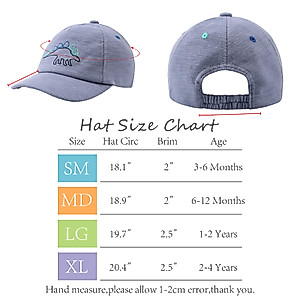 JANGANNSA Dinosaur Boys Girls Caps Embroidery Baby Baseball Caps Cotton Infant Toddler Kids Hat Spring Summer Autumn 6M-4Y (Navy Embroidery Dinosaur, 18.9"(6-12 Months))