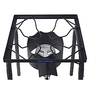 Flame King FK-100KSB Heavy Duty 100,000 BTU Propane Gas Single Burner Bayou Cooker Outdoor Stove for Home Brewing, Turkey Fry, Maple Syrup Prep, Cajun Cooking, 100K TALL, Black