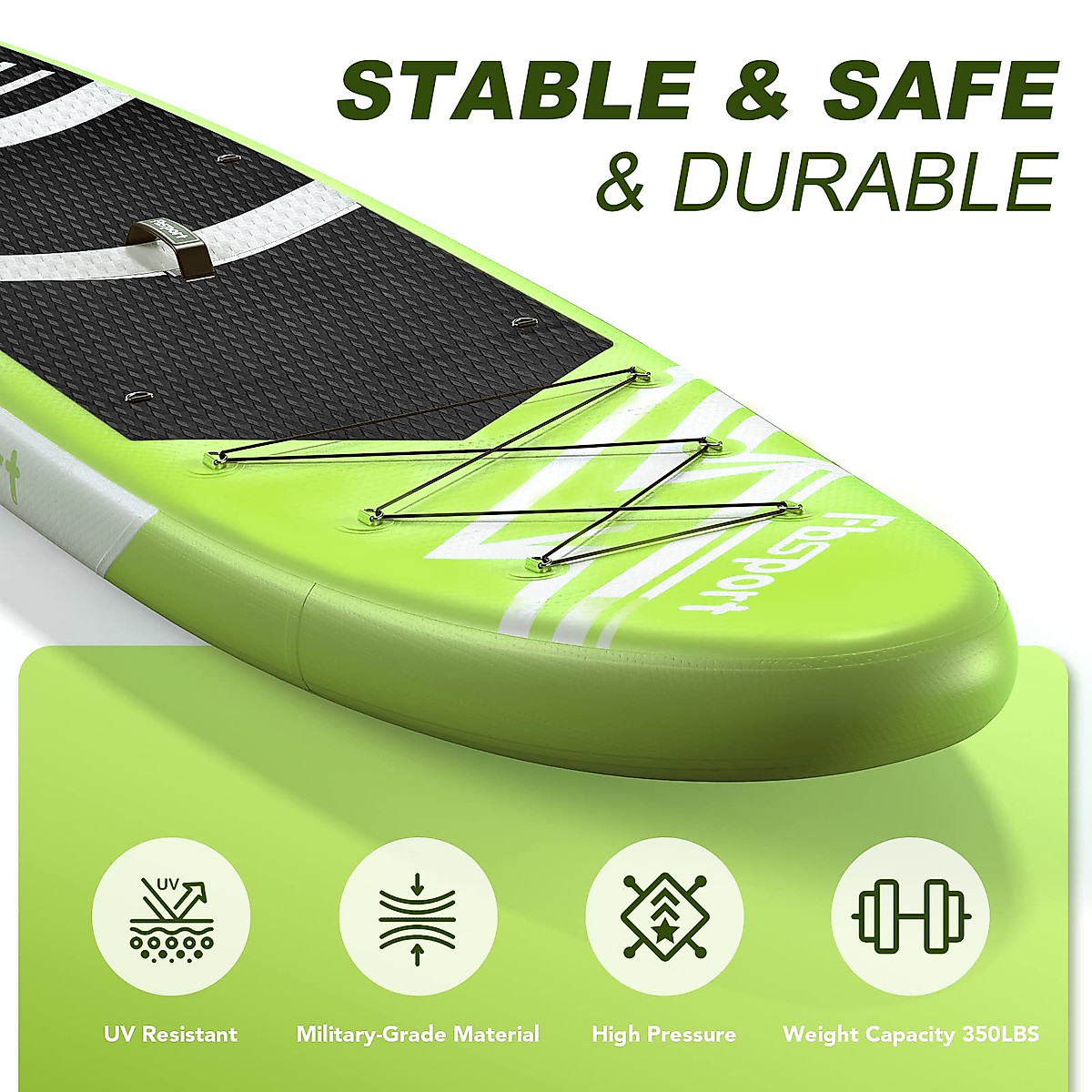 FBSPORT 10'6'' Premium Inflatable Stand Up Paddle Board, Yoga Board with Durable SUP Accessories & Carry Bag | Wide Stance, Surf Control, Non-Slip Deck, Leash, Paddle and Pump for Youth & Adult