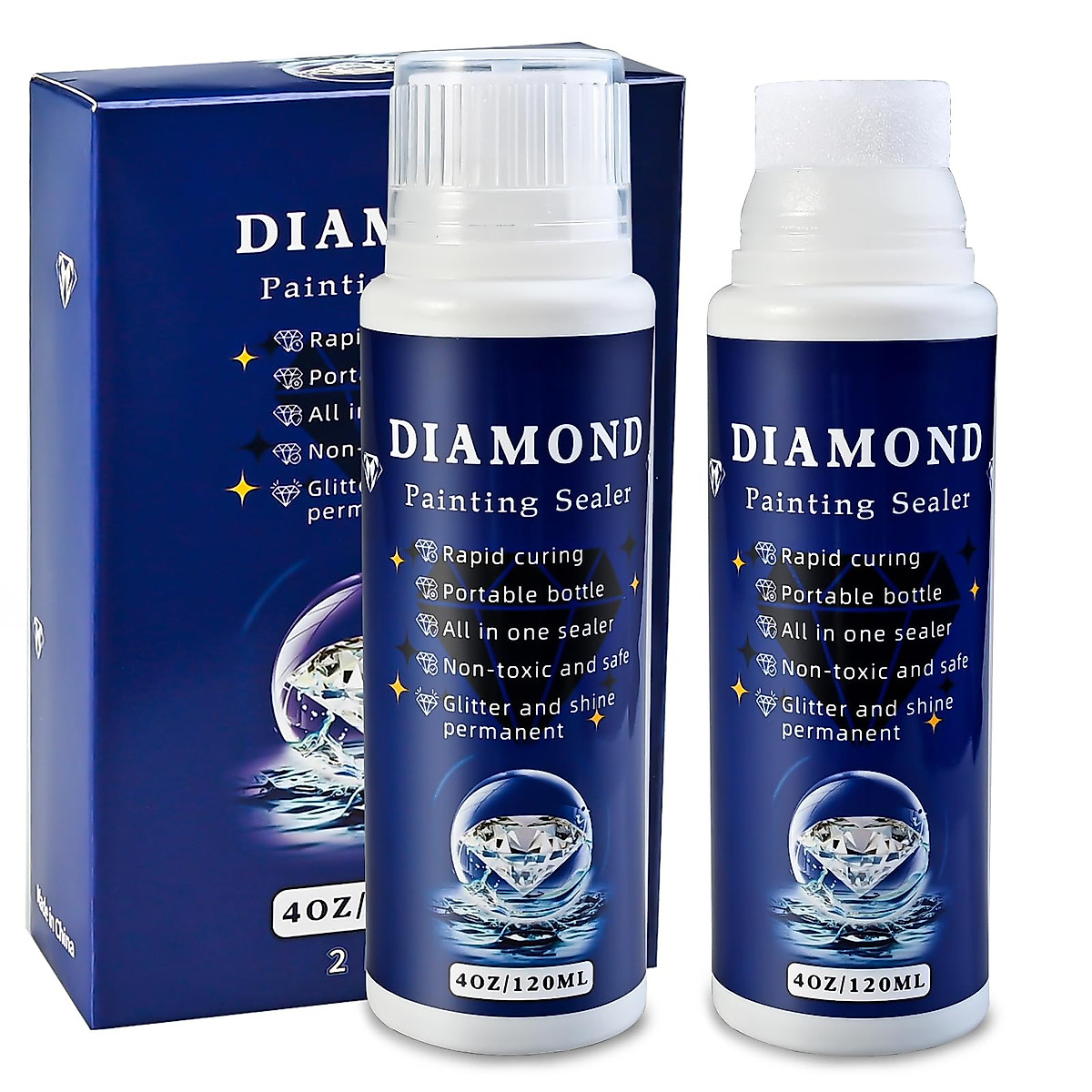 Faburo 2-Pack Diamond Painting Protectant Sealer Brightener(120ml*2), 8OZ Diamond Painting Accessories Glue for Diamond Painting and Puzzles, Diamond Art Sealer Permanent Hold & Shine Effect