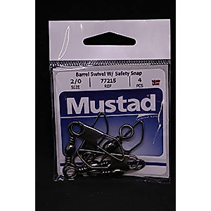 Mustad Barrel Swivel W/Safety Snap - Black 2/0